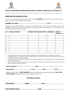 Fillable Online beneficiaries nomination form 2 Fax Email Print - pdfFiller