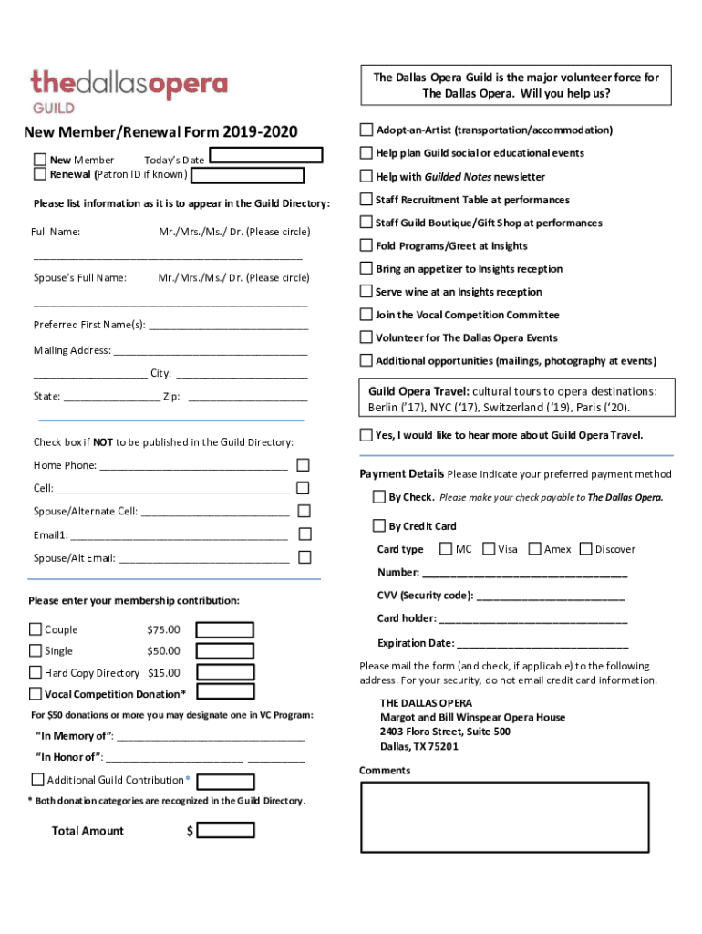 Fillable Online The Dallas Opera Guild's New Texas-Based Vocal Competition! Fax Email Print ...