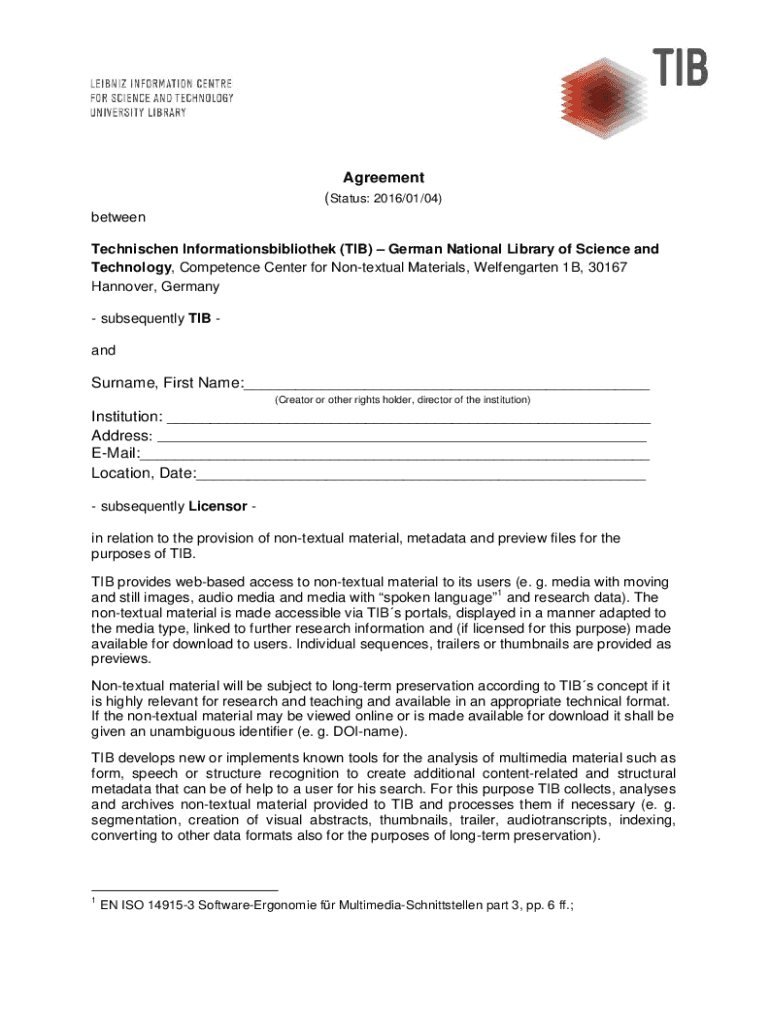 Fillable Online Institutional agreement with TIB - Copernicus.org Fax ...