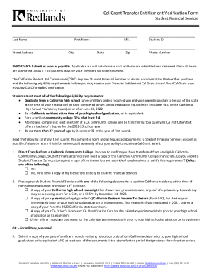Fillable Online Cal Grant Transfer Entitlement Certification Form G-6 ...