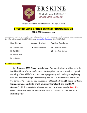 Fillable Online seminary erskine Emanuel AME Church ScholarshipApplication Fax Email Print ...