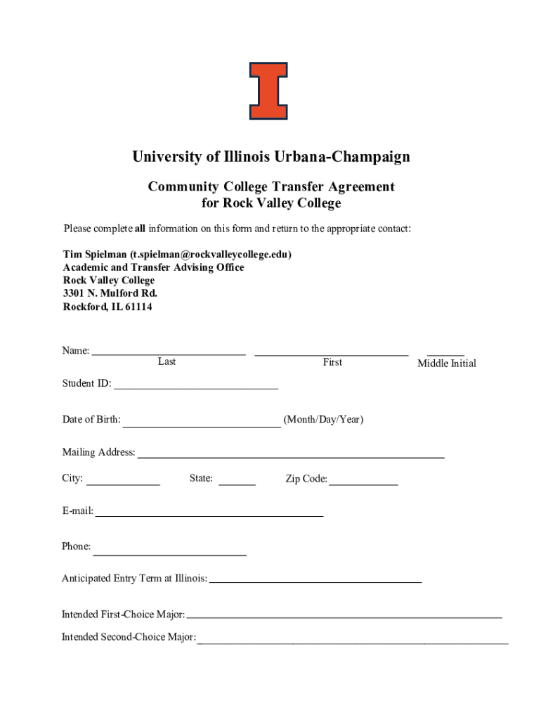 Fillable Online Community College Transfer Agreement for Rock Valley ...