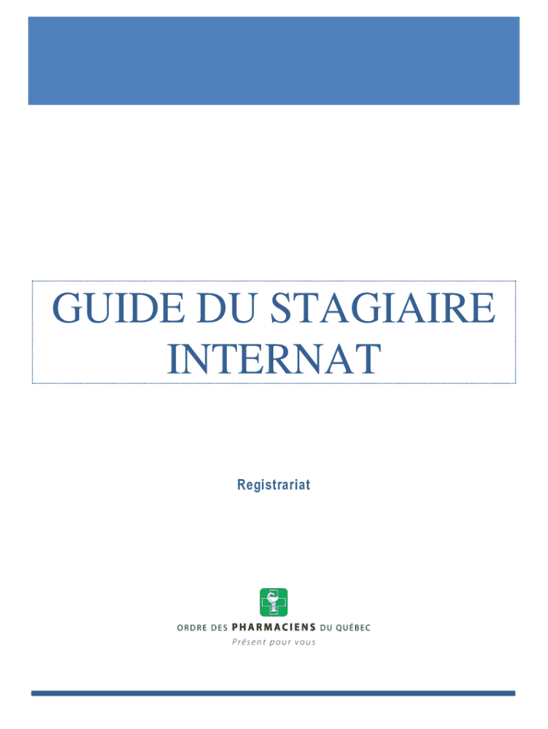 Remplissable En Ligne guide du stagiaire internat - Ordre des pharmaciens du Qubec Fax Email ...
