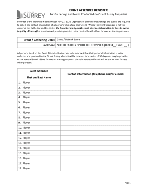 Fillable Online VISITING TEAM Event Attendee Register Form Fax Email ...