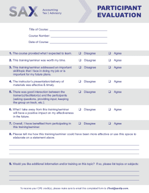 Fillable Online Participation Eval Sheet Fax Email Print - pdfFiller