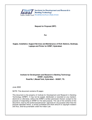 Fillable Online Notice Inviting Open Tender. Tender Enquiry No. IDRBT ...