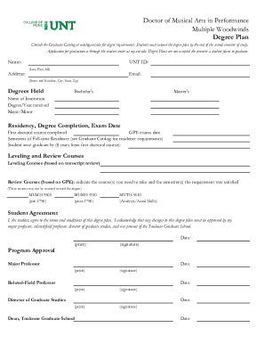Fillable Online graduate music unt Doctor of Musical Arts in ...