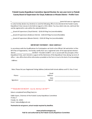 Fillable Online Prefile Form - Republican Party of Virginia Fax Email ...