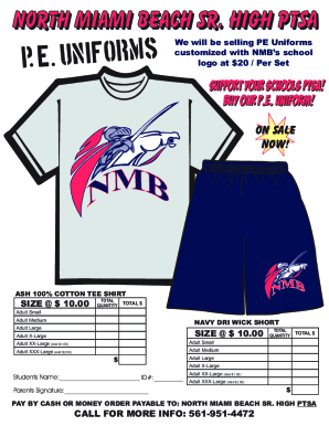 Fillable Online NORTH MIAMI BEACH SR. HIGH PTSA PE. UNIFORMS Fax Email ...