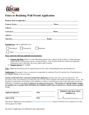 Fillable Online RETAINING WALL PERMIT APPLICATION - Highland City Fax ...