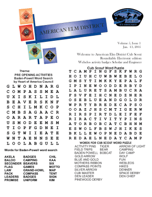 Fillable Online Cubs - Webelos Activity Badges - U.S. Scouting Service ...