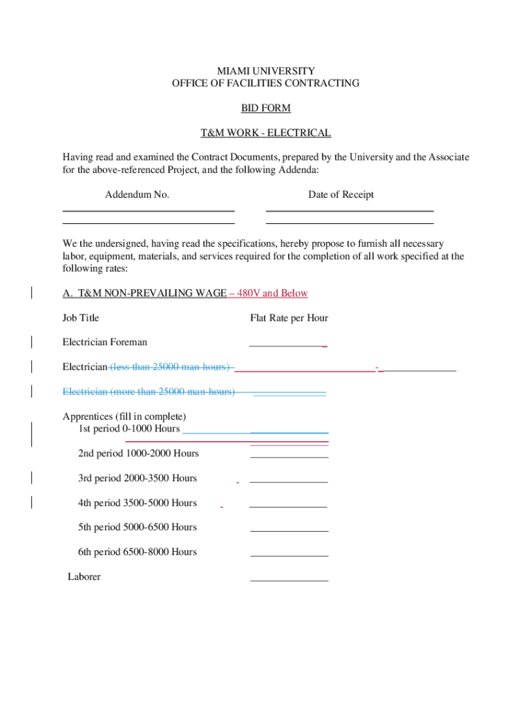 Fillable Online pfd miamioh Bid Form - Underground Utilities Locating ...