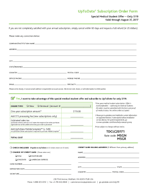 Fillable Online UpToDate Subscription Order Form Fax Email Print ...