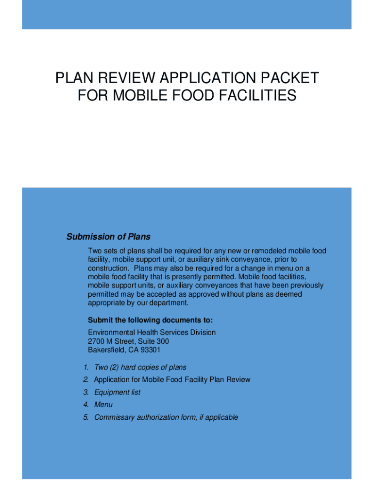Fillable Online Mobile Food Plan Review Application Packet - Maryland.gov Fax Email Print ...