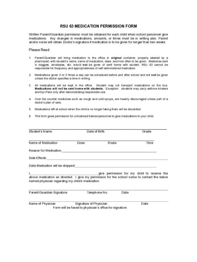 Fillable Online Medication Permission Form.pdf Fax Email Print - pdfFiller
