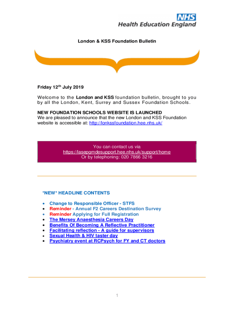 Fillable Online Welcome to the London and KSS foundation bulletin ...