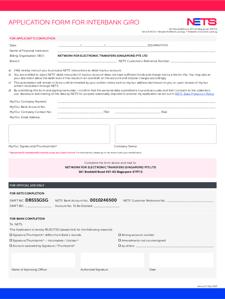 Fillable Online INTERBANK GIRO APPLICATION FORM - Ministry of Manpower ...