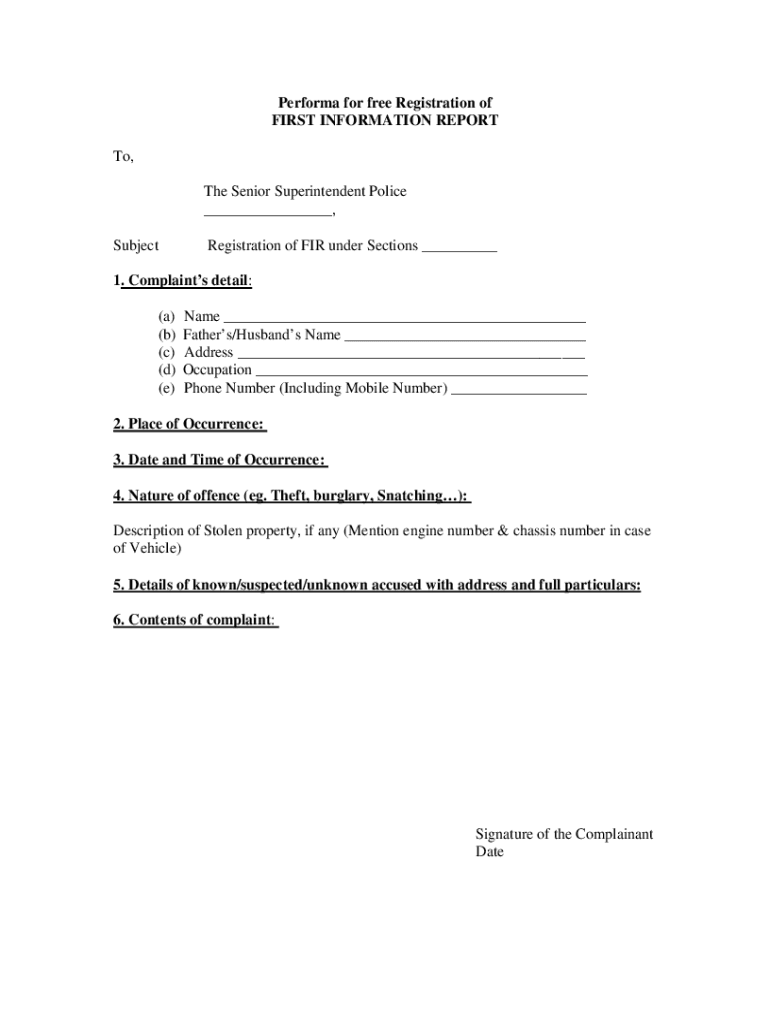 Fillable Online 4 Performa for free Registration of FIR Fax Email Print ...