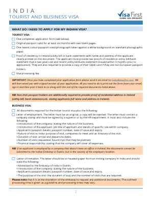 Fillable Online TOURIST AND BUSINESS VISA Fax Email Print - pdfFiller