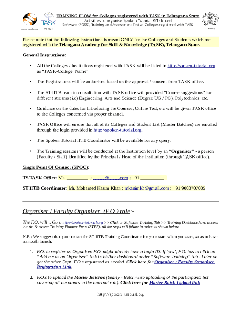 Fillable Online process spoken-tutorial Organiser / Faculty Organiser (F.O.) role:- - Spoken ...