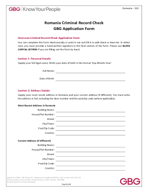 Fillable Online Romania Background Check - APPLICATION FORM Fax Email ...