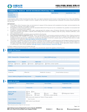 Fillable Online commercial vehicle - motor insurance proposal form Fax ...