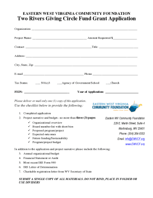 Fillable Online Two Rivers Giving Circle - Request for Proposal - ewvcf.org Fax Email Print ...