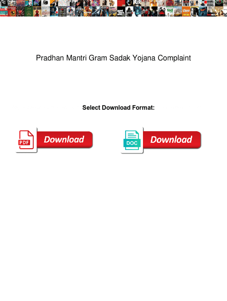 Fillable Online Pradhan Mantri Gram Sadak Yojana Complaint. Pradhan ...