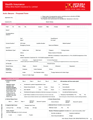 Fillable Online Activ Assure Proposal Form.cdr - Aditya Birla Capital ...