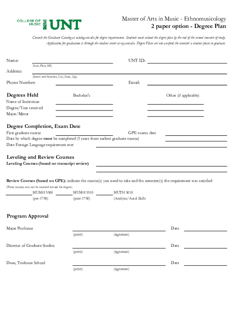 Fillable Online Degree Plans and Forms Fax Email Print - pdfFiller