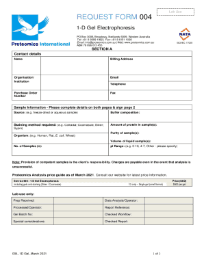 Fillable Online REQUEST FORM 004 - 1-D Gel Electrophoresis Fax Email ...