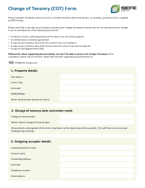 Fillable Online Power Change of Tenancy Form - Love Energy Savings Fax ...