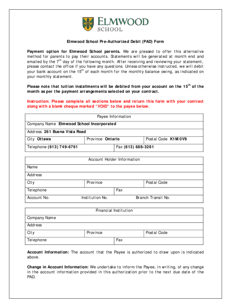 Fillable Online Pre-Authorized Debit (PAD) Plan Agreement Fax Email ...