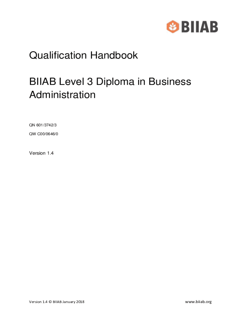 Fillable Online Qualification Handbook BIIAB Level 3 Award in ...