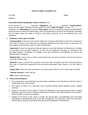 Fillable Online SAMPLE ACCEPTABLE IRREVOCABLE LETTER OF CREDIT ... Fax ...