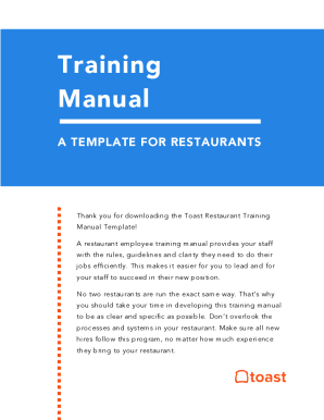 Fillable Online Restaurant Training Manual and Free Template ...
