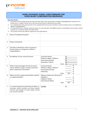 Fillable Online work injury compensation insurance proposal ...