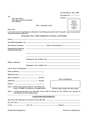 Fillable Online Application Form for Issuance of Identity Card Fax ...