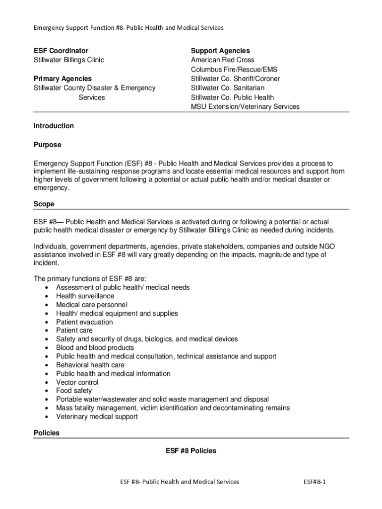 Fillable Online Federal Emergency Support Function (ESF) #11 - USDA ...