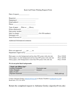 Fillable Online College Technology Services Poster Print Request Form ...