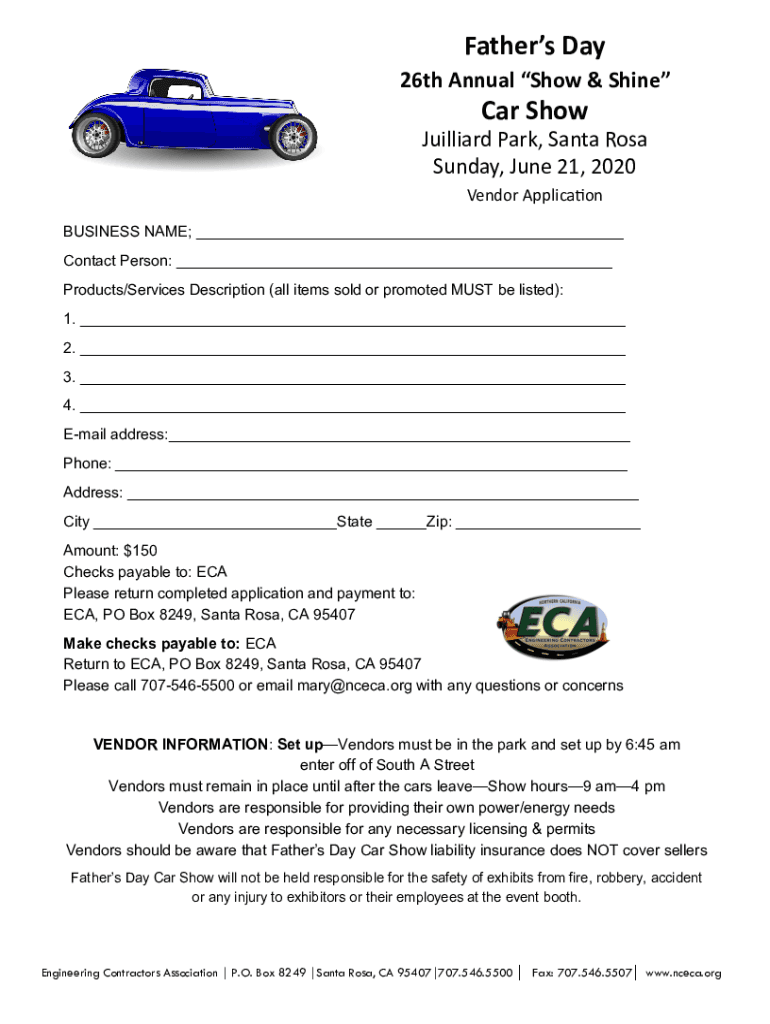 Fillable Online Father's Day Car Show Fax Email Print - pdfFiller