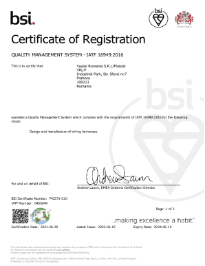 Fillable Online Certificate of Approval - Yazaki Europe Fax Email Print - pdfFiller