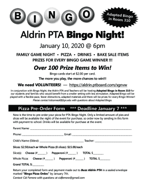 Fillable Online Community Bingo - Prize TableBingo party food ...