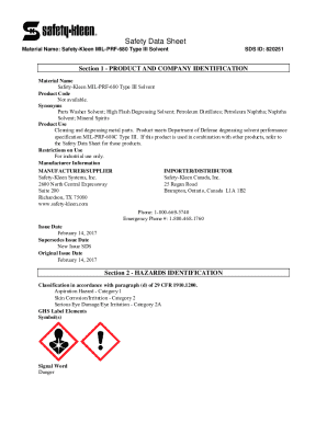 Fillable Online SAFETY-KLEEN MIL-PRF-680, TYPE II MATERIAL SAFETY ...
