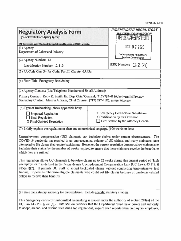 Fillable Online Circular A-4, "Regulatory Impact Analysis: A Primer Fax ...