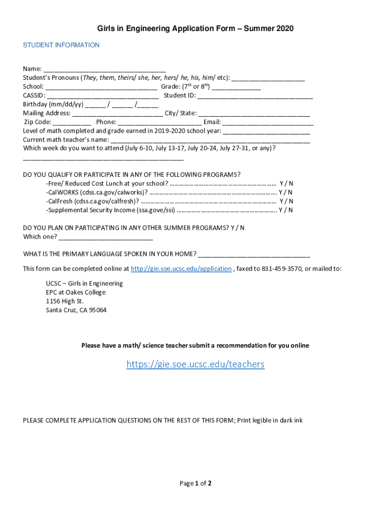 Fillable Online gie soe ucsc Pronouns and Gender Identity - Student Services Center Fax Email ...