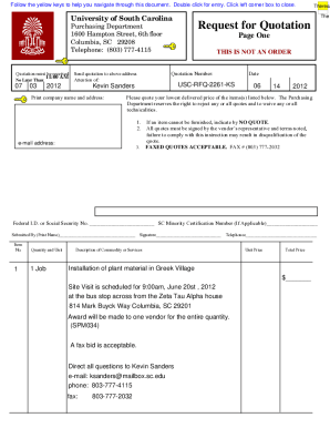 Fillable Online Request For Quote Template - Fill Online, Printable, Fillable ... Fax Email ...