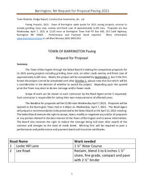 Fillable Online Barrington, NH Request for Proposal Paving 2021 Fax ...