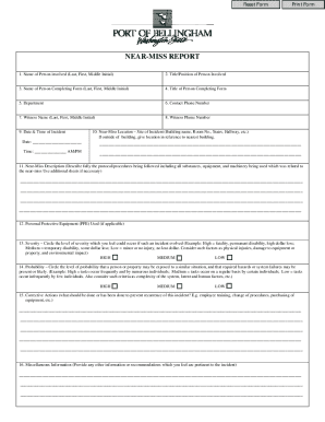Fillable Online Near-Miss Form - Port of Bellingham Fax Email Print ...