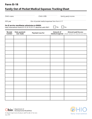 Fillable Online Family Out-of-Pocket Medical Expenses Tracking Sheet ...